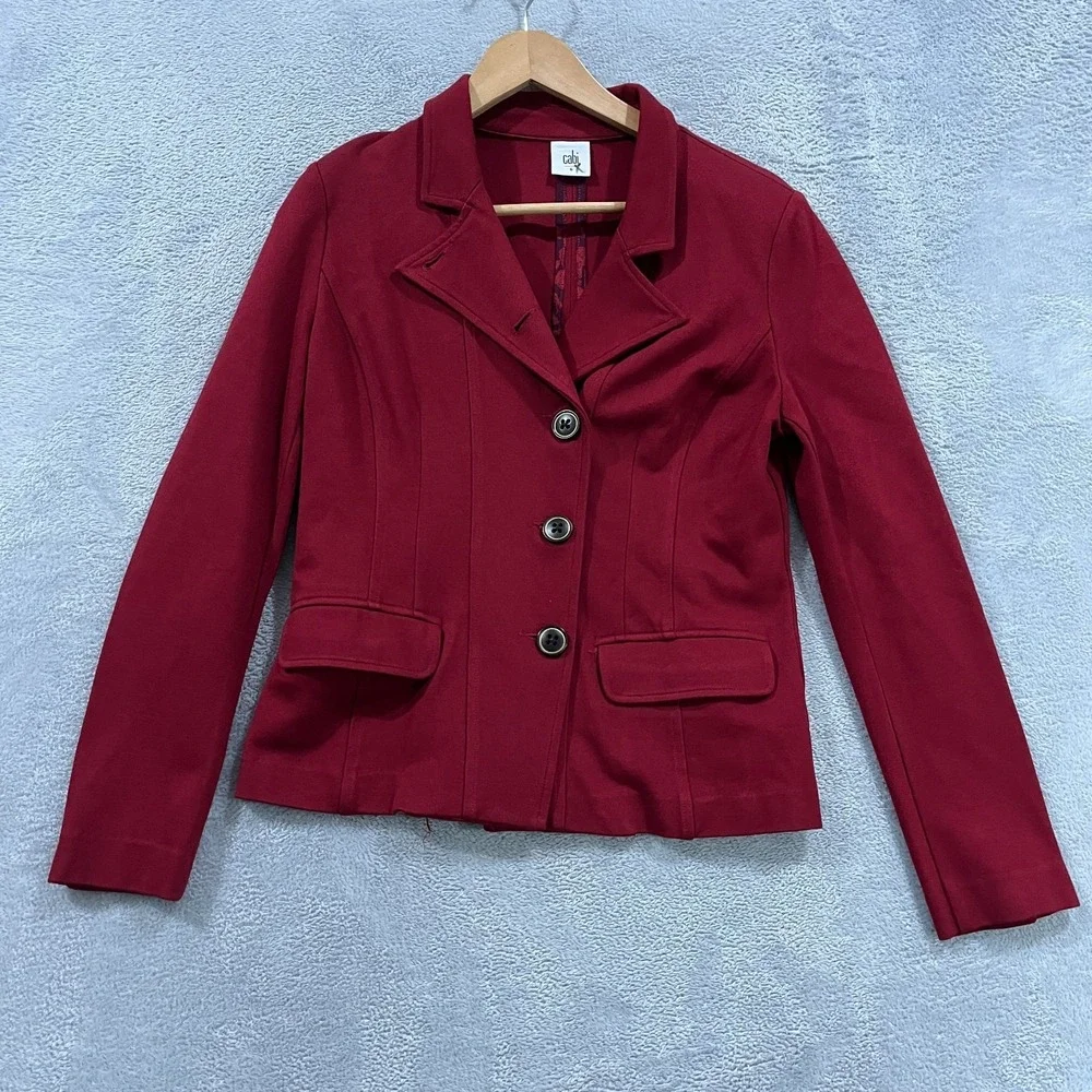 CAbi | Jackets & Coats | Cabi Womens Outing Blazer Rhubarb Red Button ...